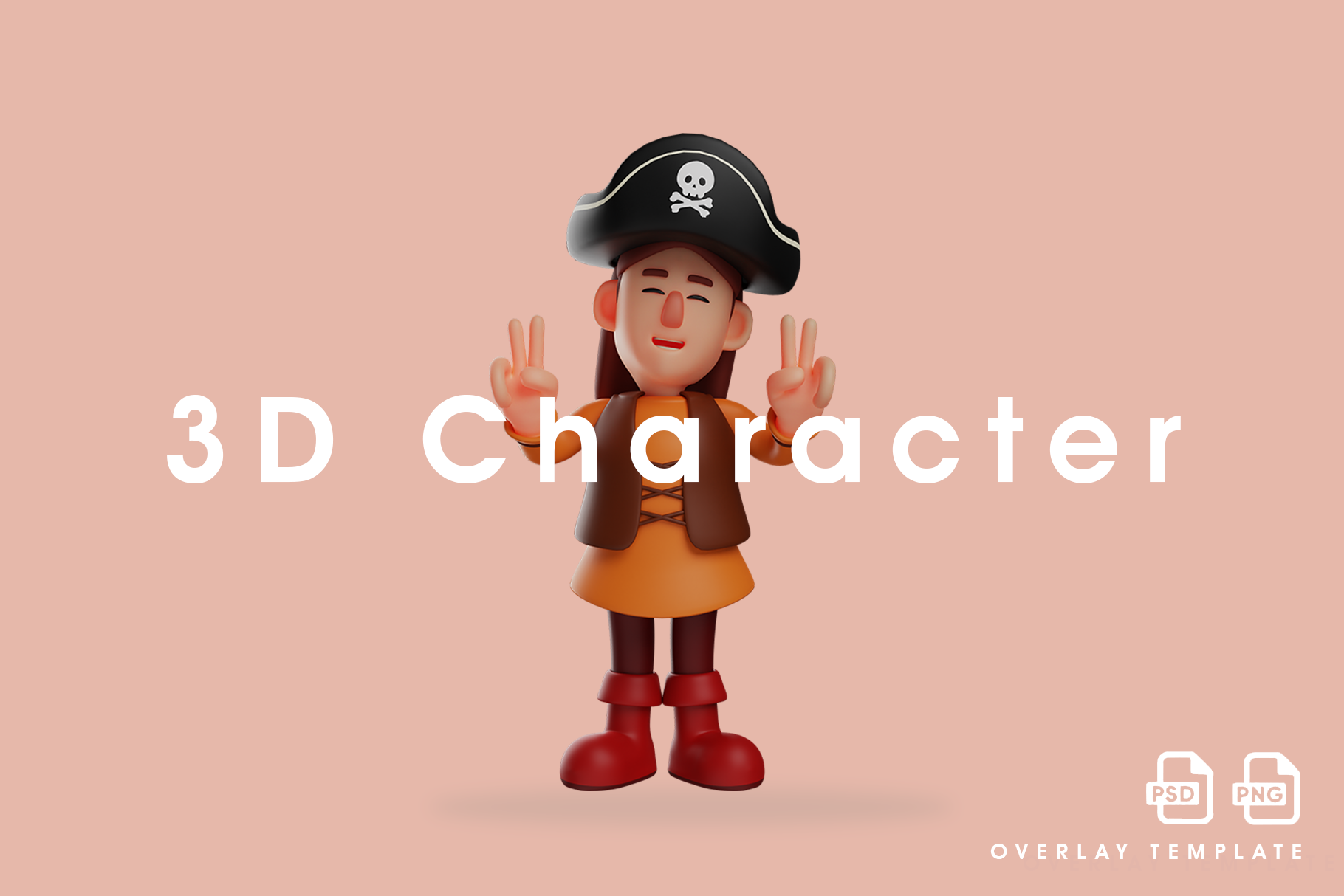 Funny Smiling Face Pirate 3D Cartoon, a Person Illustration by ...