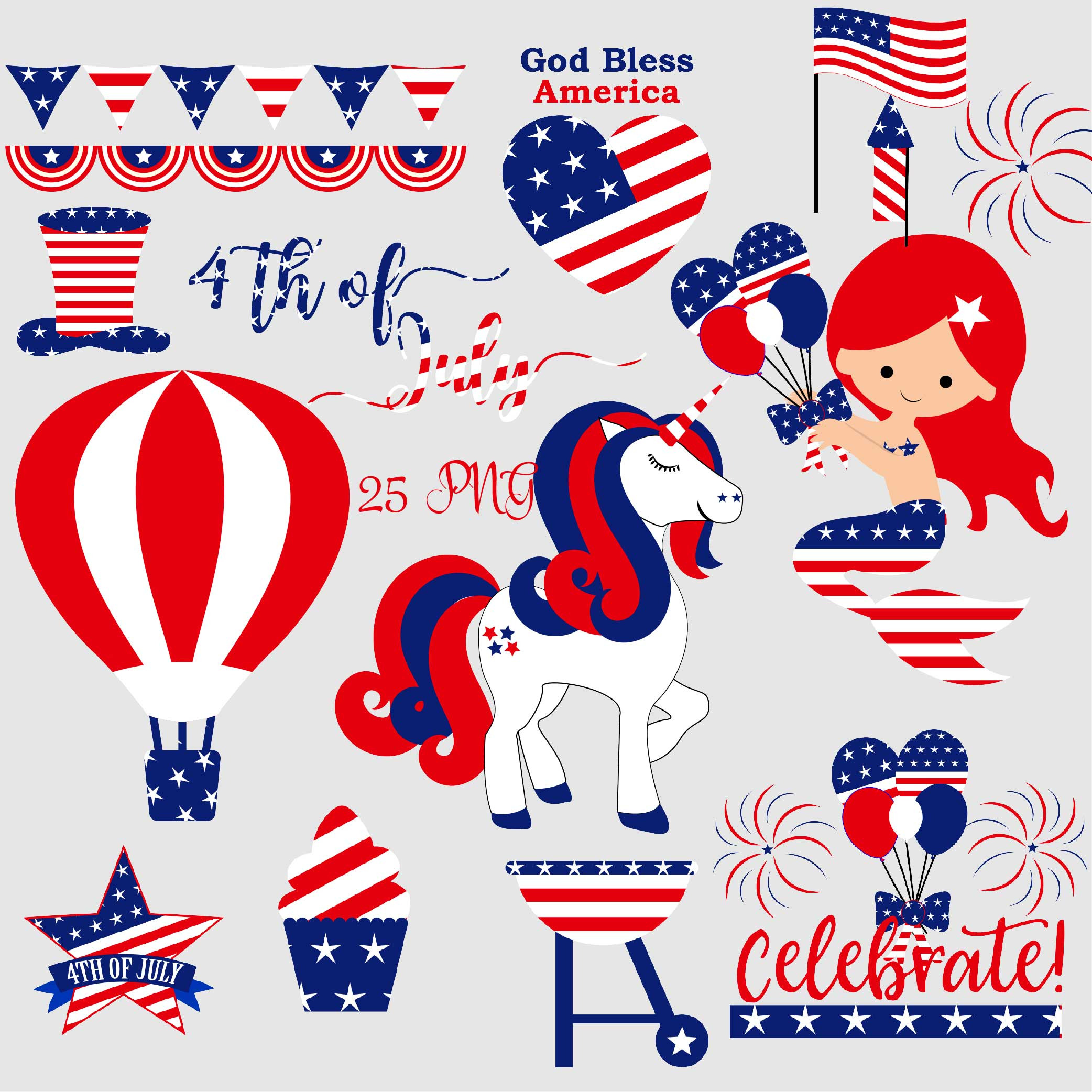 4th of July Clipart, an Illustration by Fantasy Cliparts
