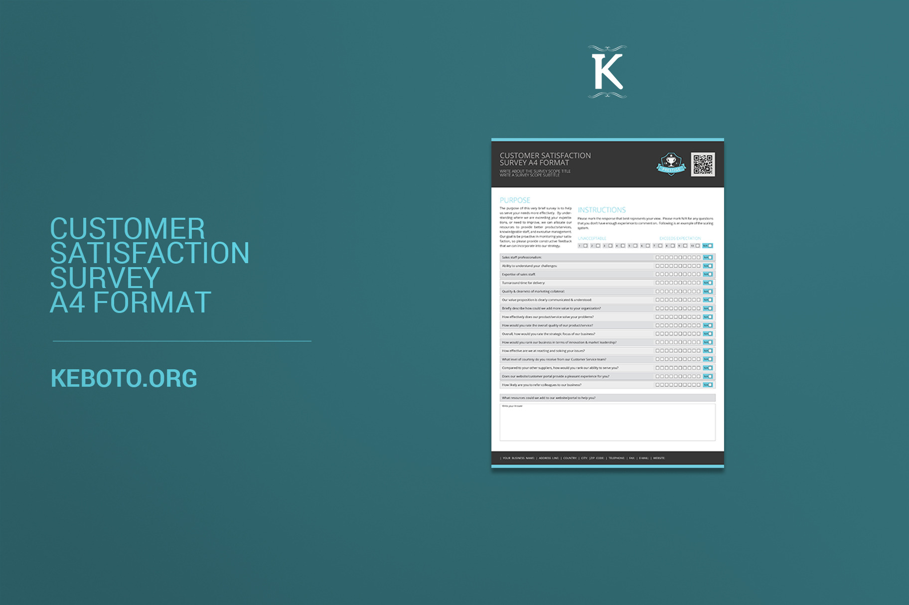 Customer Satisfaction Survey A4, a Marketing Template by Keboto