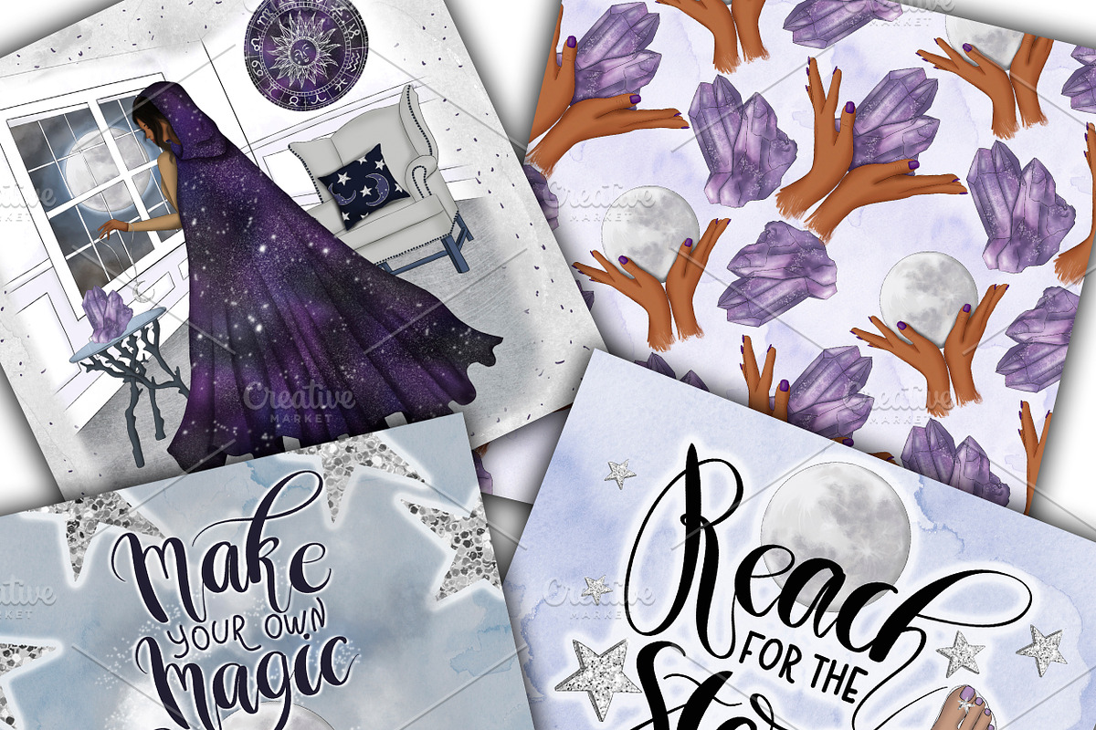 She Is Magic Clipart & Patterns, a Decorative Illustration by Tanya Kart