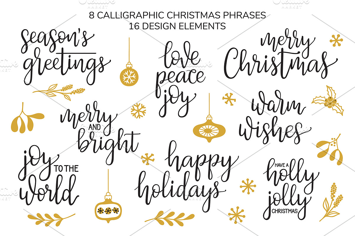 Christmas hand lettering vector set, a Graphic by InkySplash