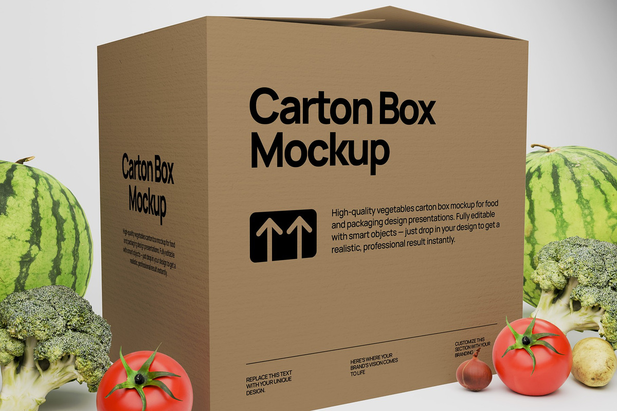 Vegetable Carton Box Mockup, a Packaging Mockup by graphicook