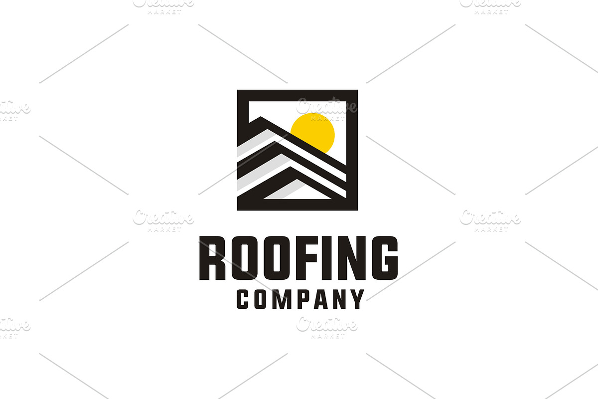 Sun Home Roof, House Roofing Logo, a Branding & Logo Template by Enola99d