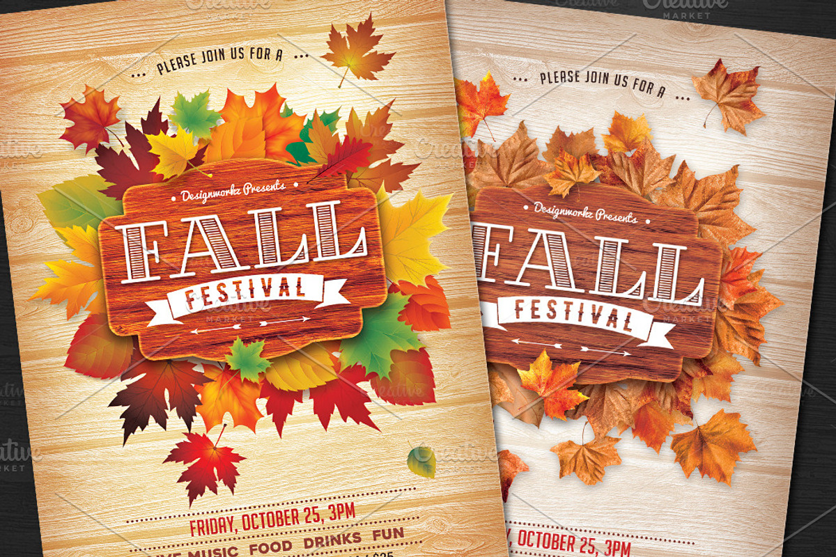 Fall Autumn Festival Flyer, a Flyer Template by DesignWorkz | Creative ...