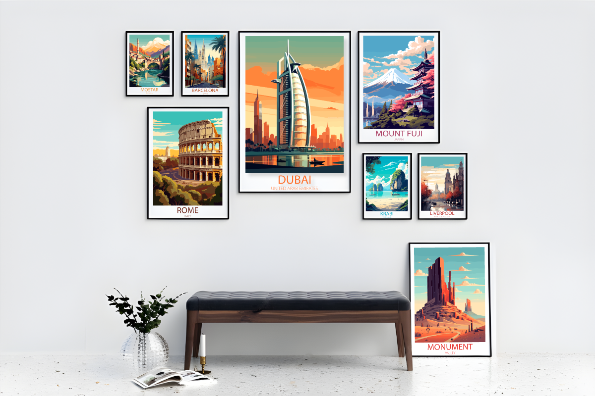 Famous Travel Places Poster Bundle, a Decorative Illustration by Genius ...