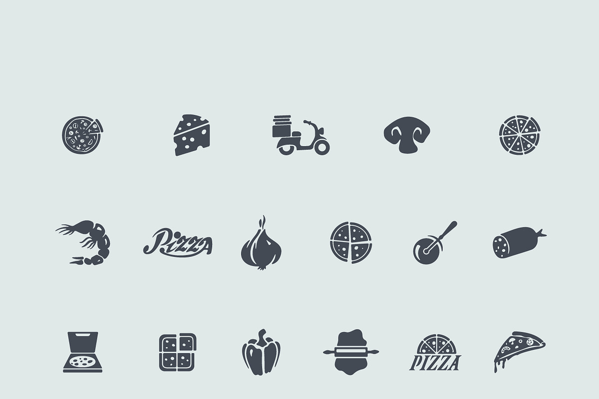 23 pizza icons, an Icon by Palau