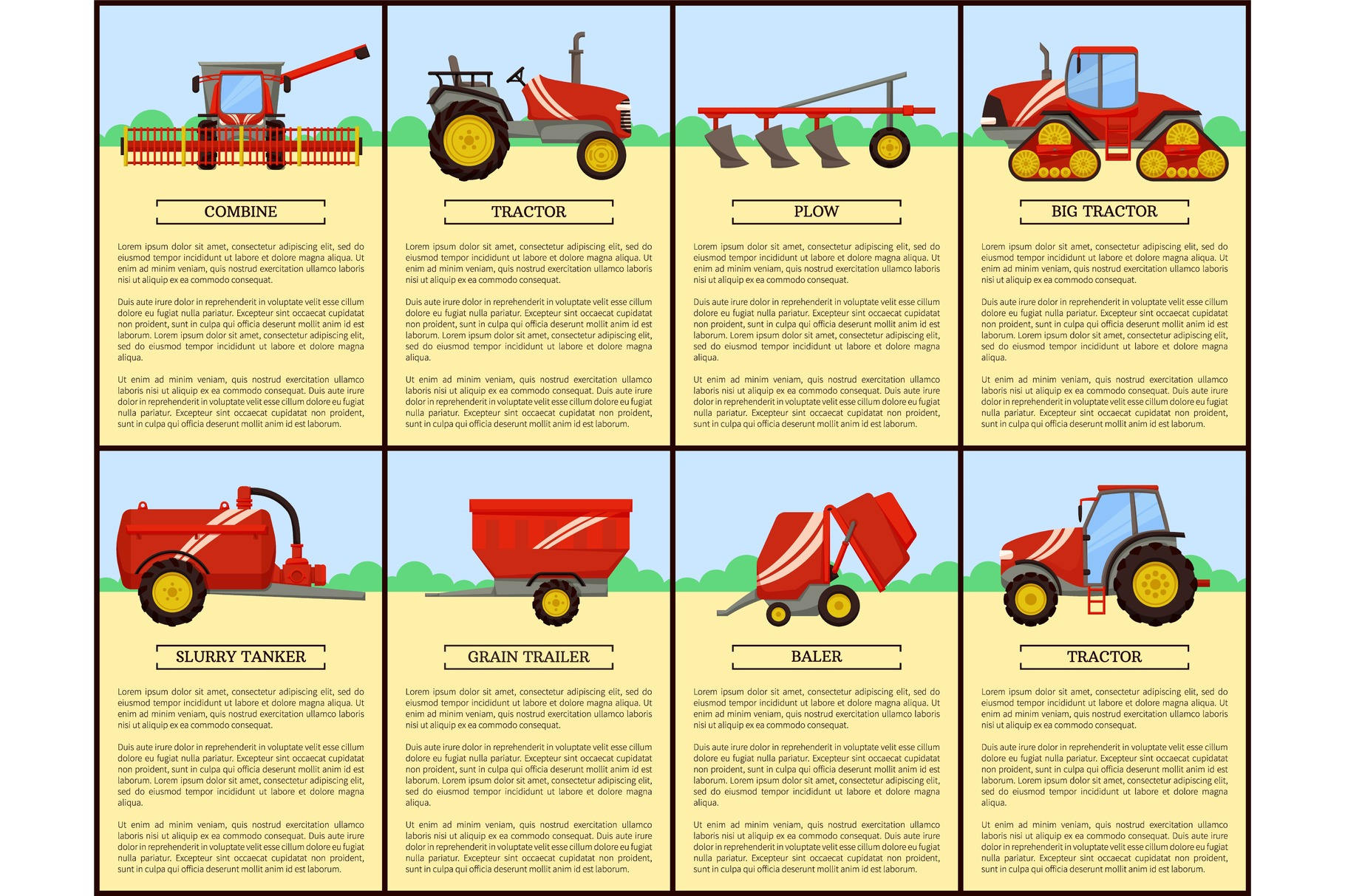 Agricultural Machinery Set, Cartoon, an Illustration by robuart ...