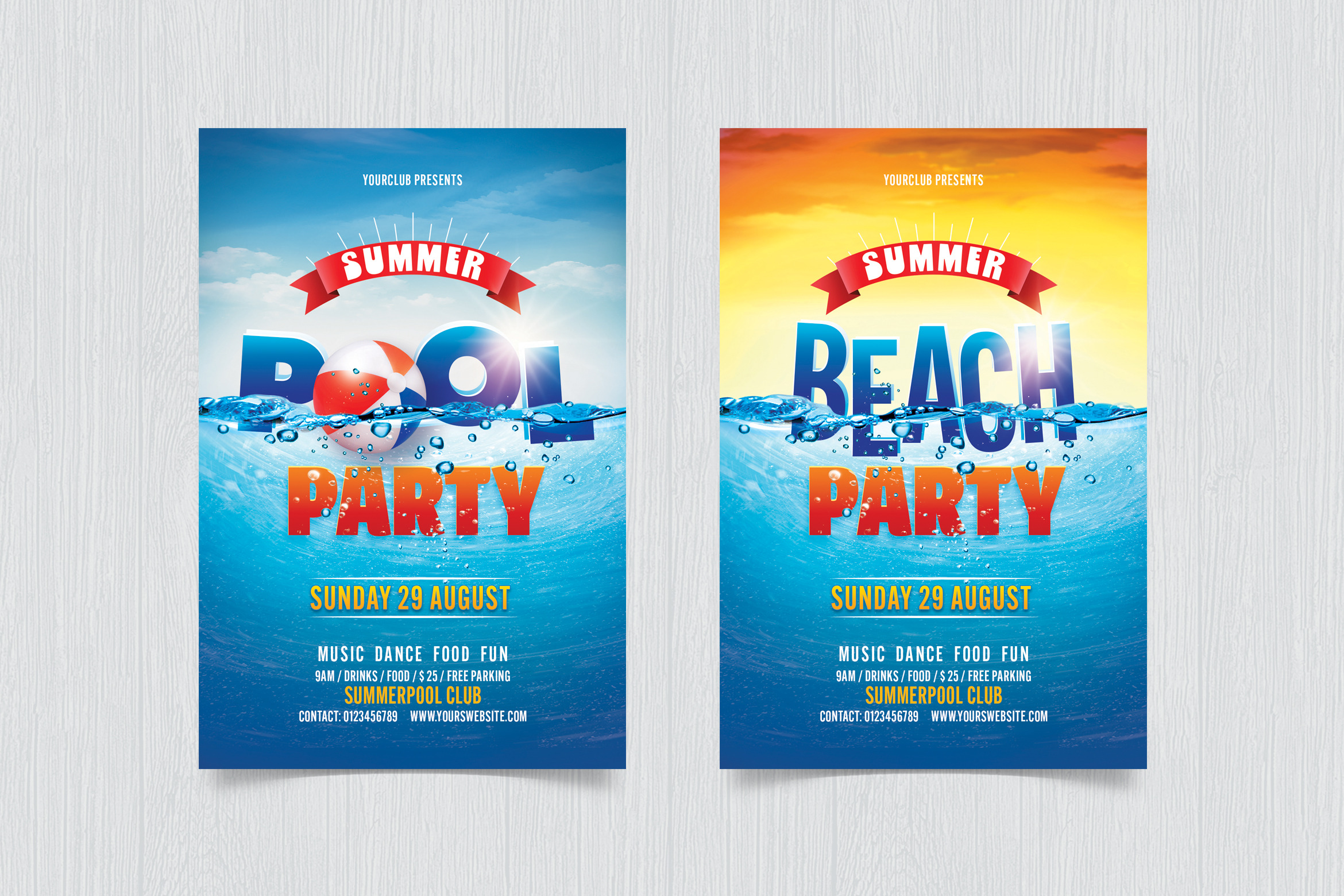 Pool Party / Beach Party Flyer, a Flyer Template by DesignWorkz