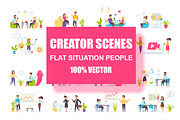 Flat Scene Situation Creator Kit, an Education Illustration by alexdndz