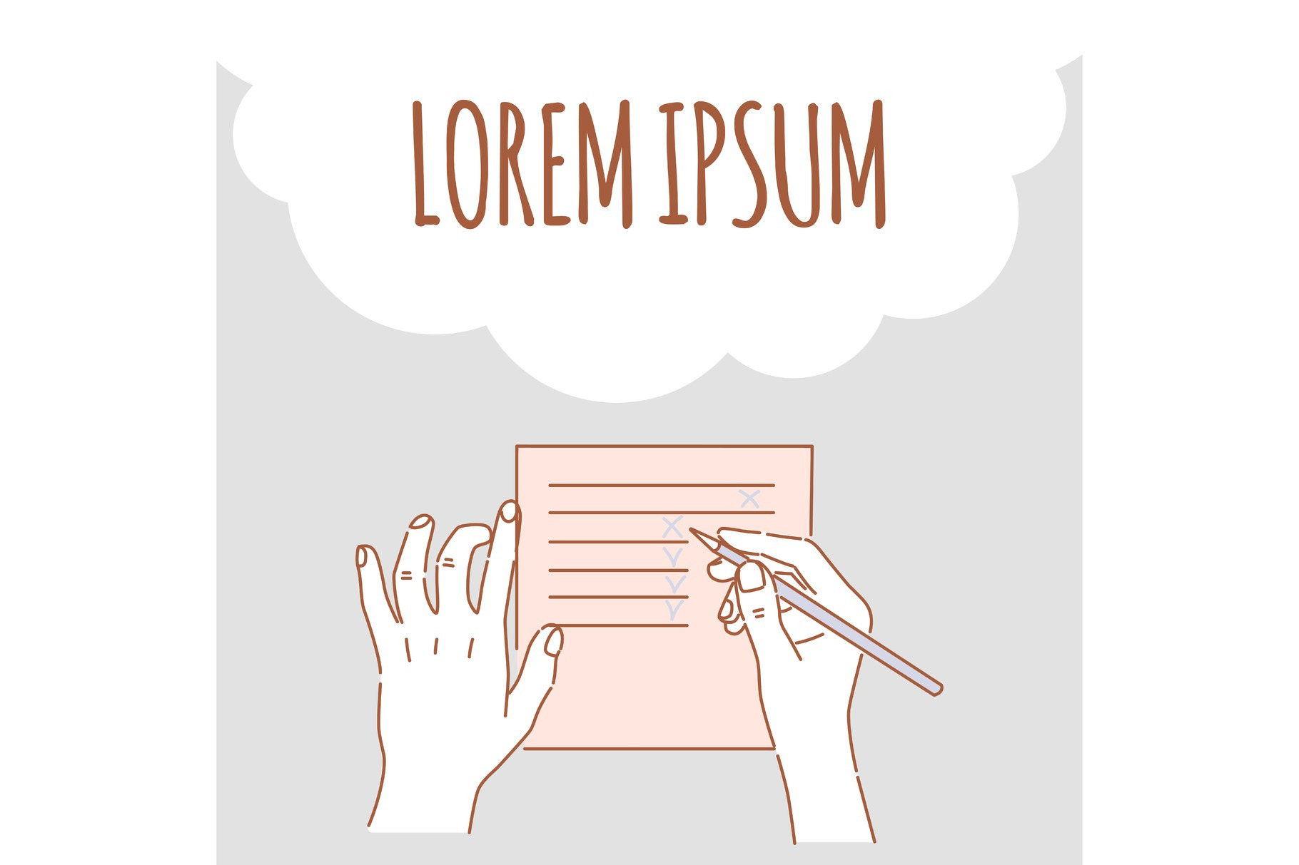Hands making checklist vector banner | People Illustrations ~ Creative ...