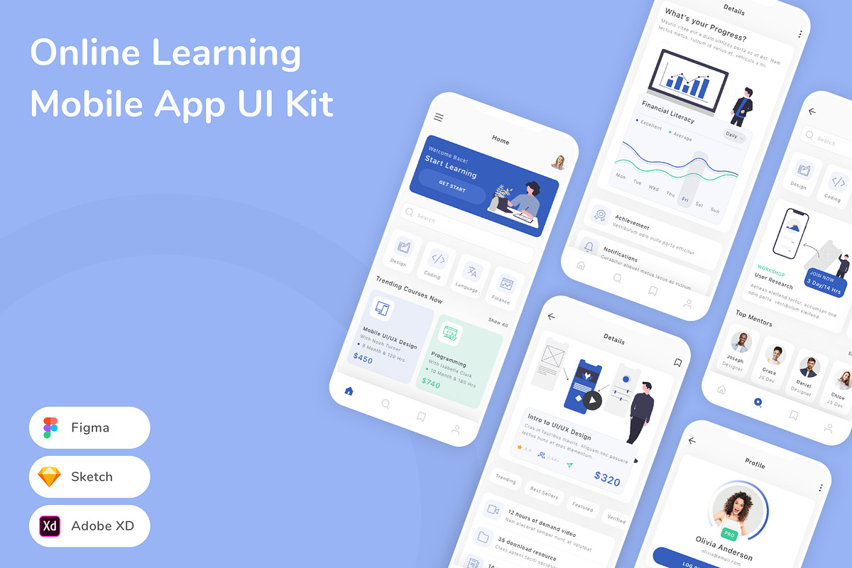 Online Learning Mobile App UI Kit, an UI Kit Template by Betush