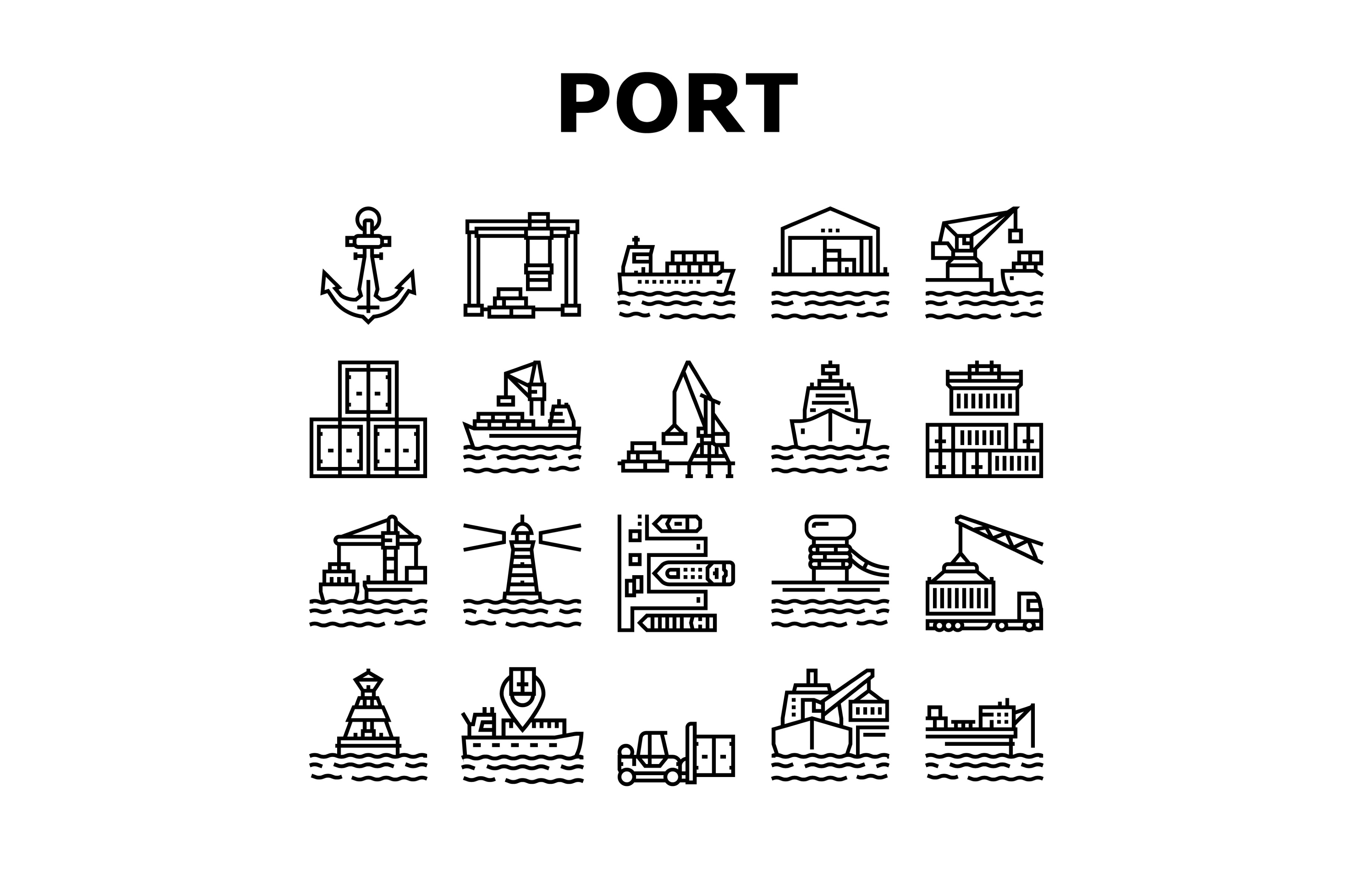 Container Port Tool Collection Icons, an Industrial Photo by pikepicture