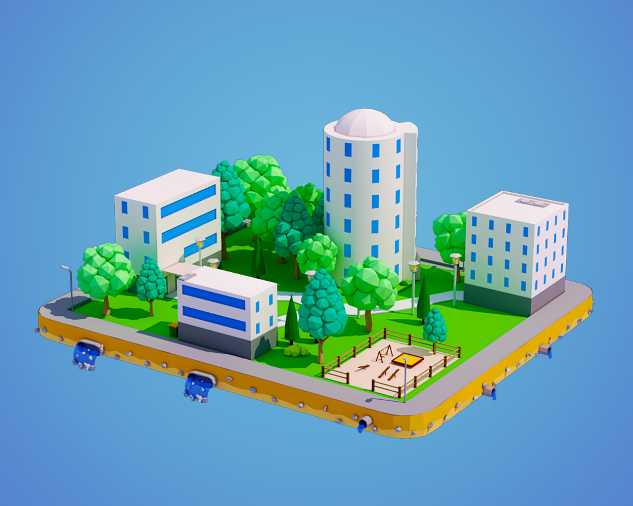 Low Poly City Block, an Architecture 3D Model by 3DGeeq