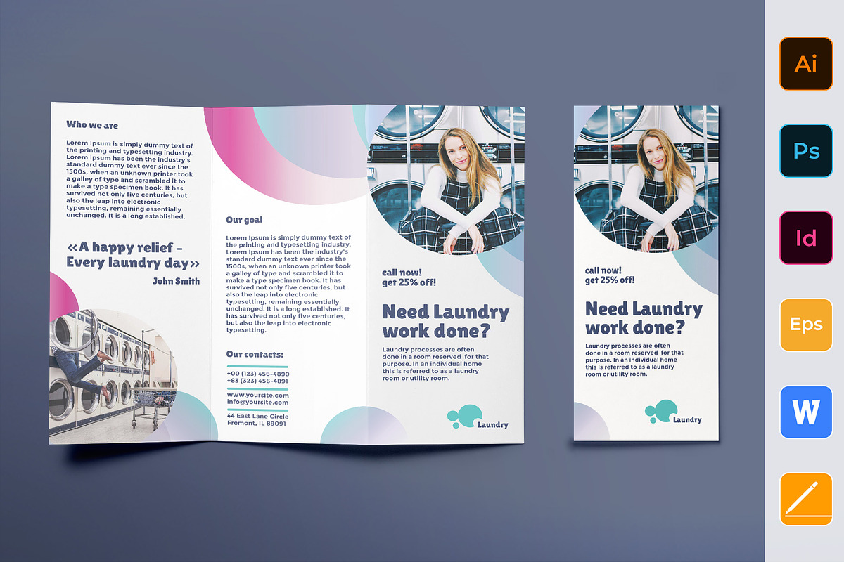 Laundry Brochure Trifold, a Brochure Template by TemplatesNow!