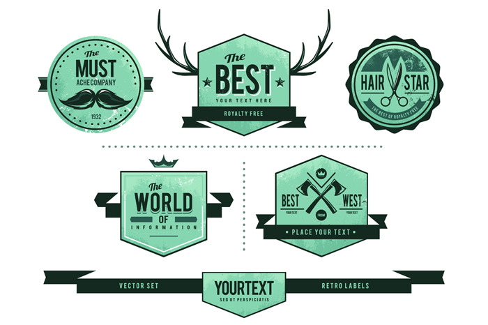 Retro Badges Vector Set, a Work Illustration by Vecster | Creative Market