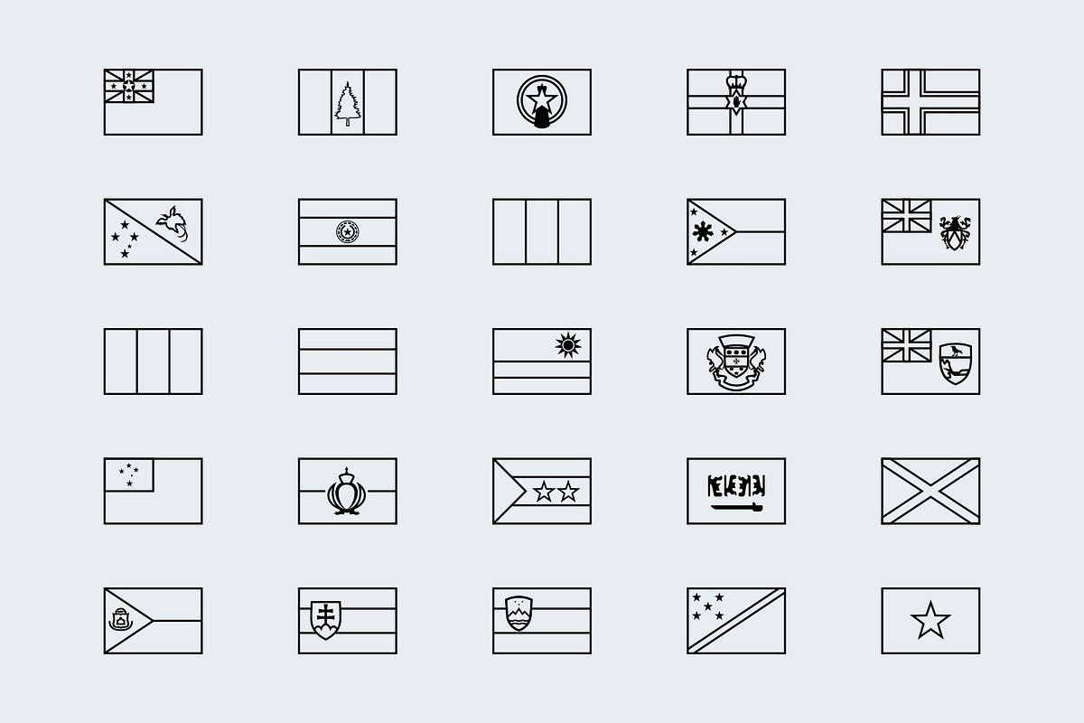Simplified outline world flags, an Outline Icon by Xinh Studio