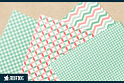 Classic digital paper mint and coral, a Pattern Graphic by Roofdog Design