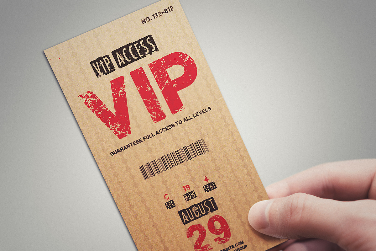 Elegant vintage VIP PASS, a Card Template by Tzochko