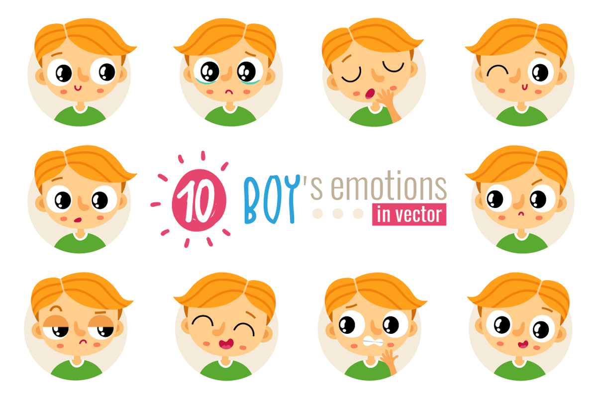 Boy&Girl - cute emotions set, a Person Illustration by Zhe Vasylieva