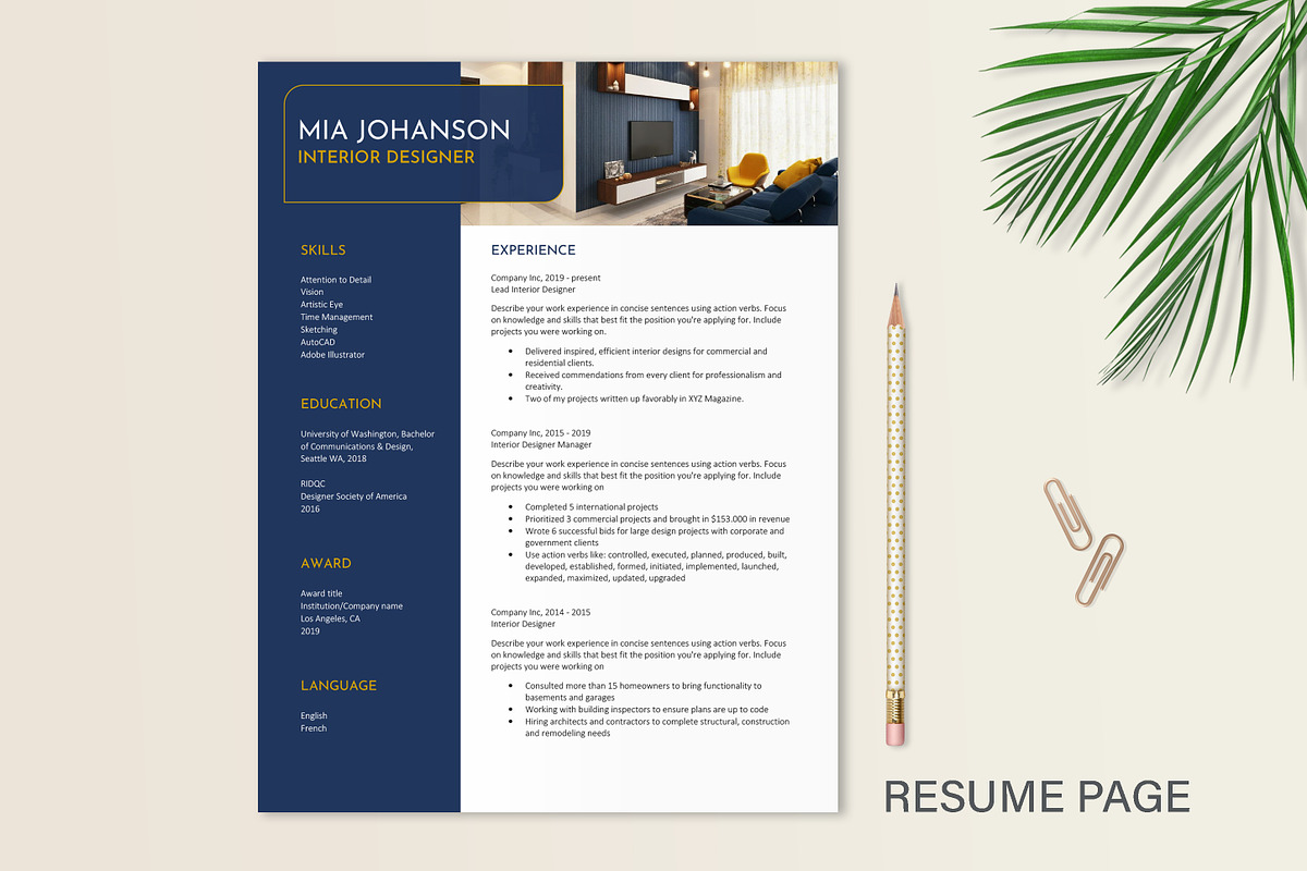 Interior designer resume portfolio, a Resume Template by Stanin Studio ...