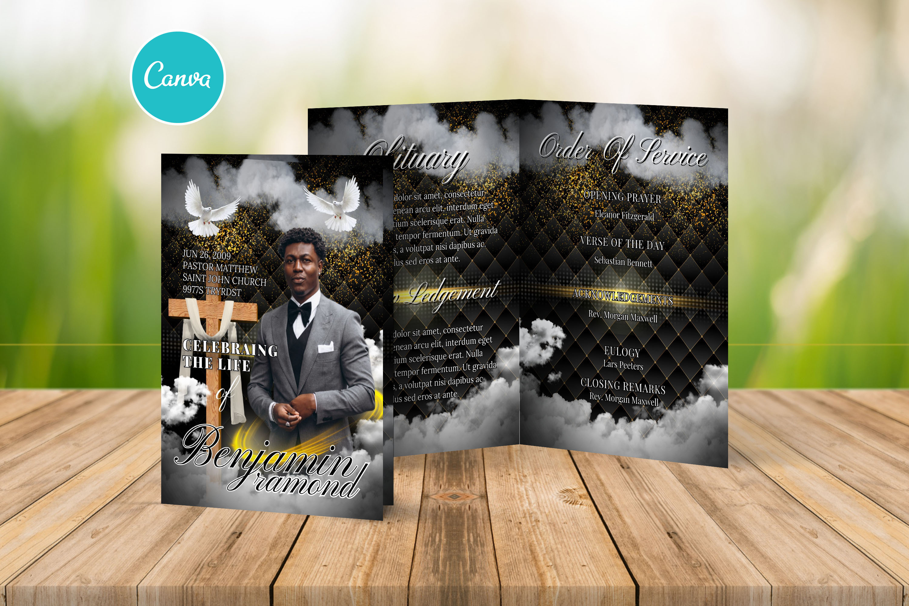 4 Page Funeral Program Template, a Templates & Theme by iloveTemplate ...