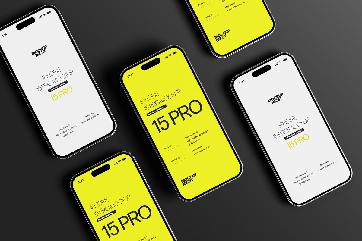 Iphone 15 Pro Mockup Set, an iPhone Mockup by Toasin Studio