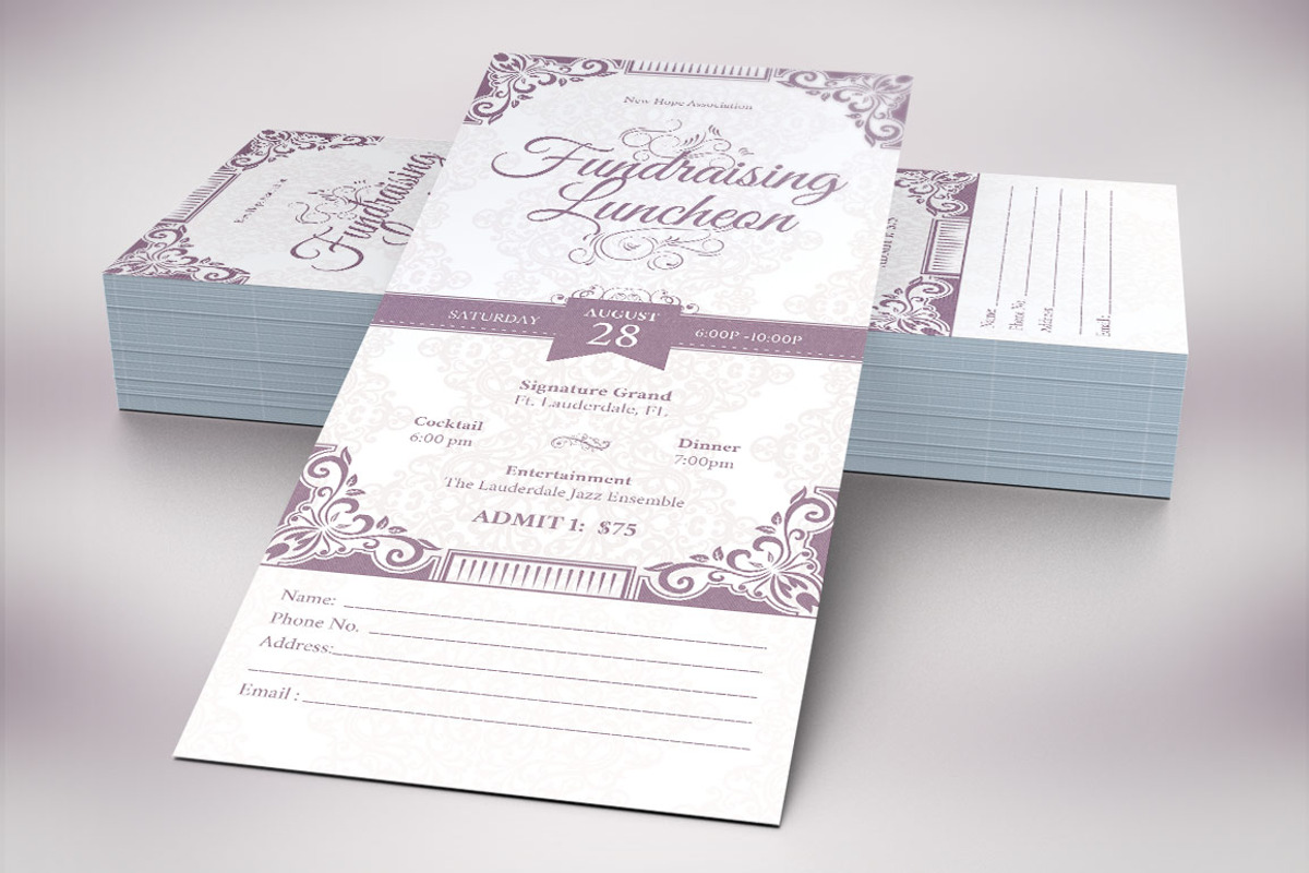 Vintage Luncheon Ticket Template, a Stationery Template by Godserv Designs