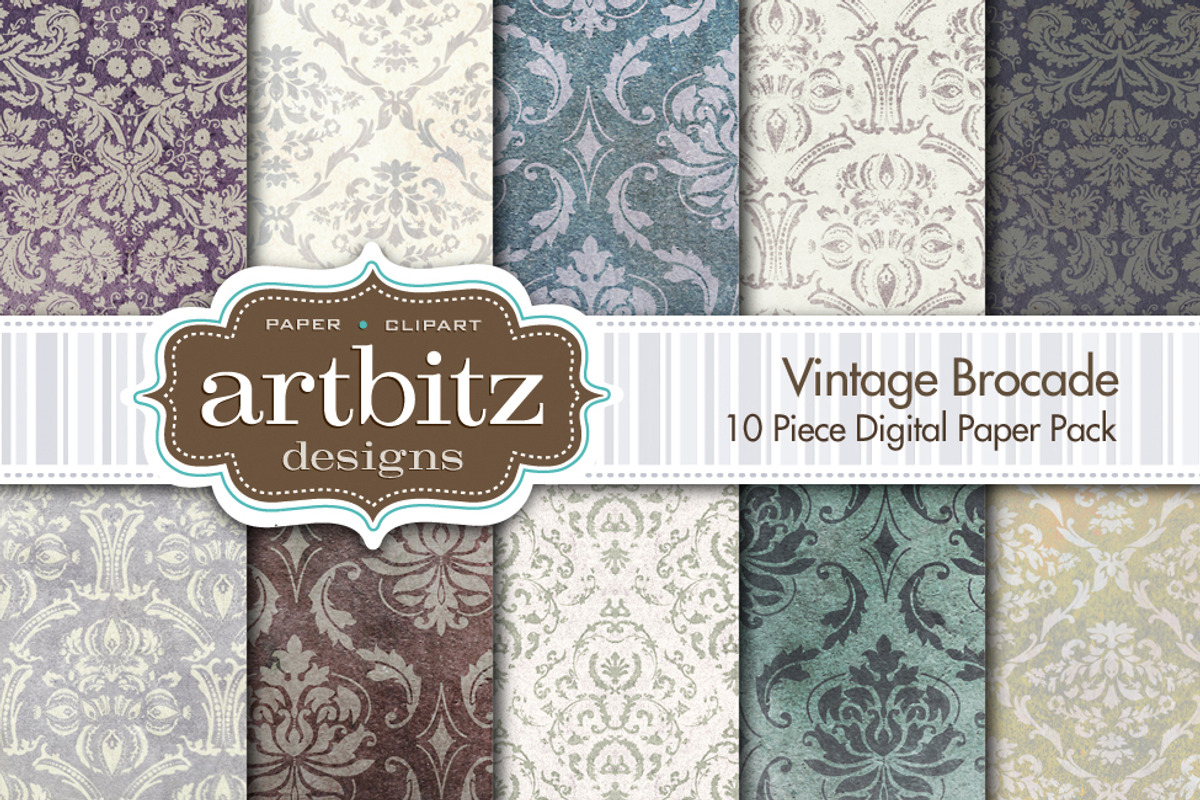 Vintage Brocade Digital Paper, a Texture Graphic by ArtBitz