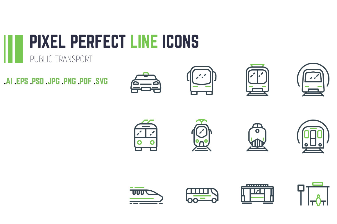 Public transport line icons | Outline Icons ~ Creative Market