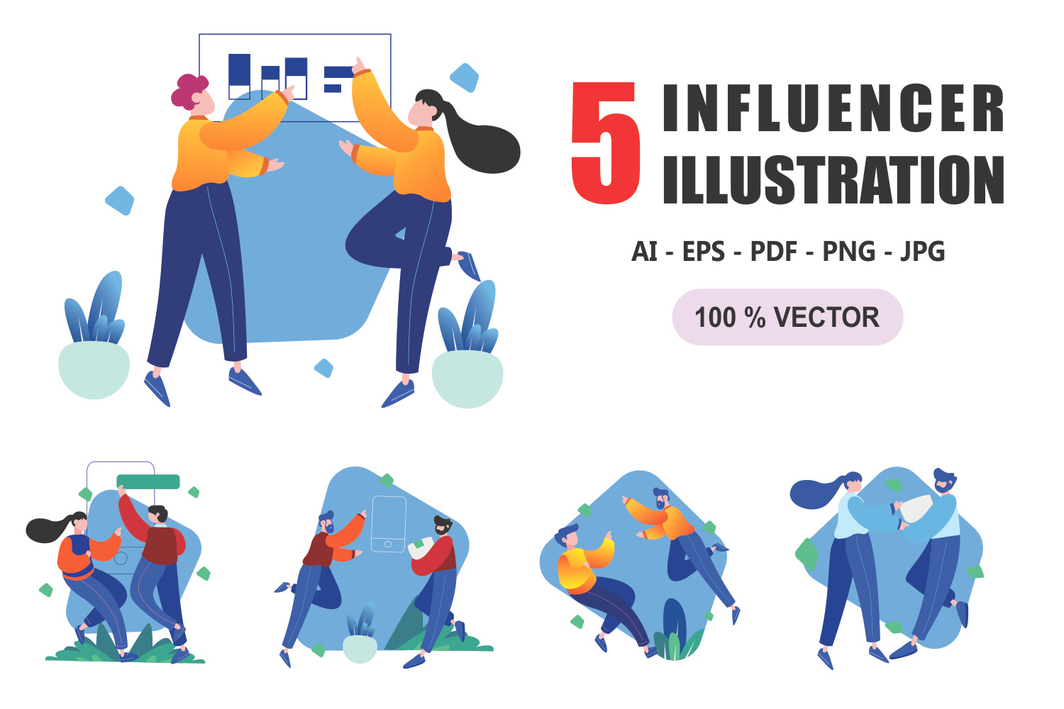 Influencer Flat Illustration, an Illustration by PuriCreative