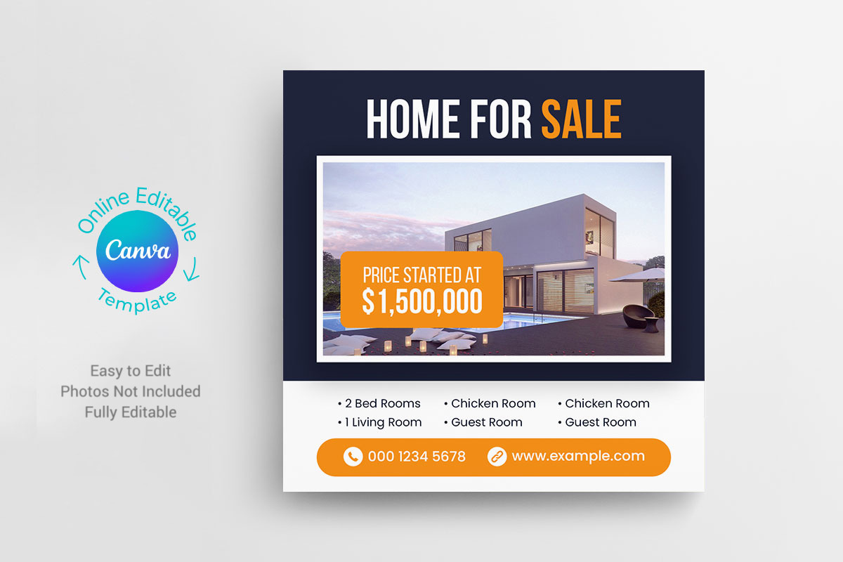 Real Estate Social Media Post Canva, a Social Media Template by DesignOriel