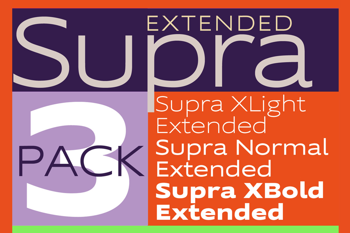 Supra Extended Fonts, a Sans Serif Font by Wiescher Design