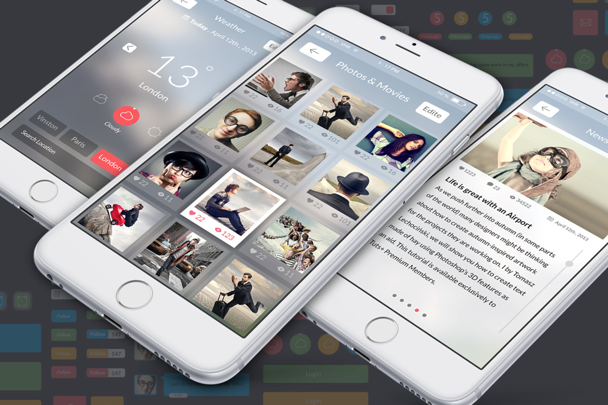 Mobile and Tablet UX UI kit 2, an UI Kit Template by Alireza Farzad