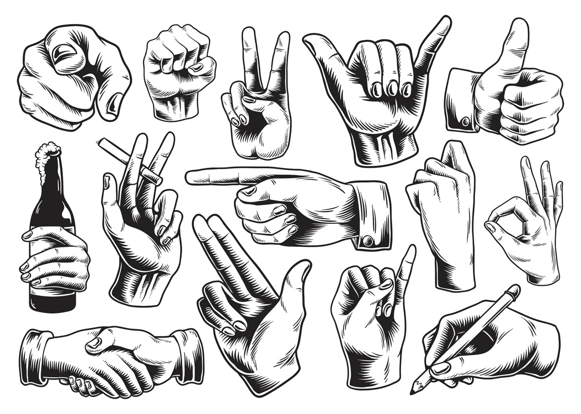 Collection of illustrated hand signs | Illustrations ~ Creative Market