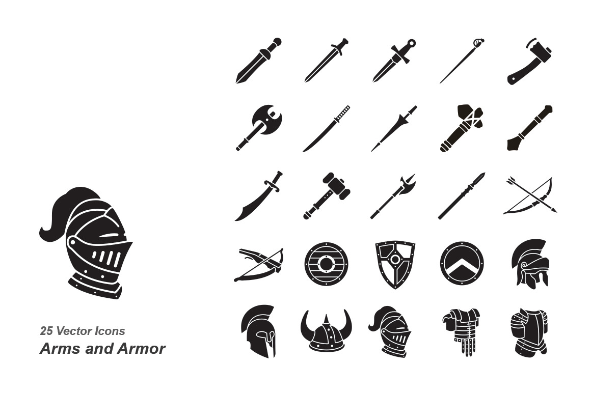 Arms and Armor vector icons, an Icon by Jisun Park