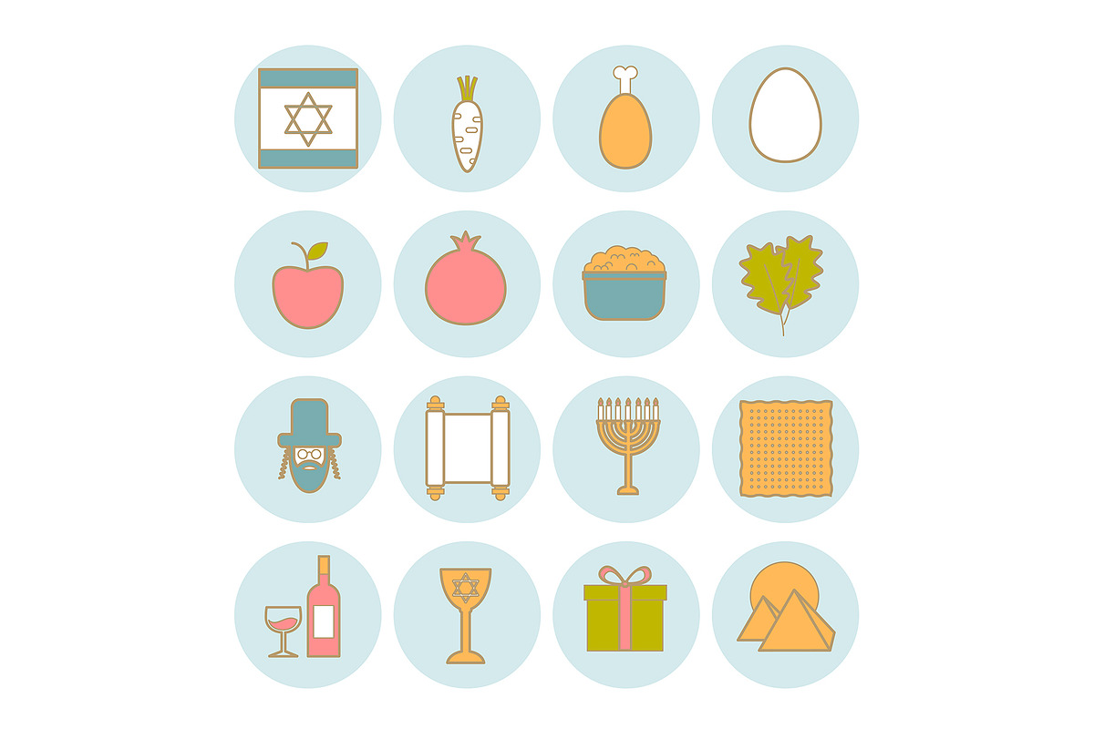 16 vector line Passover icons, an Outline Icon by Irina Romanova