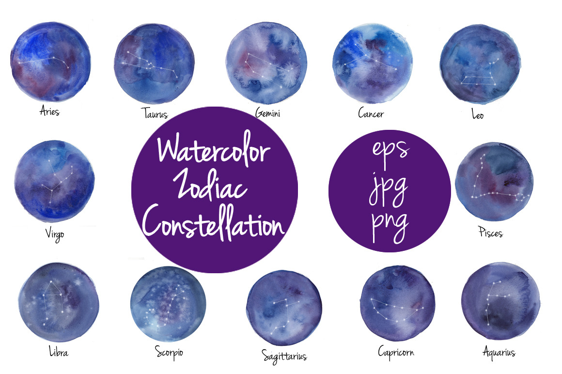 Watercolor zodiac constellation, an Illustration by DianaNemesu