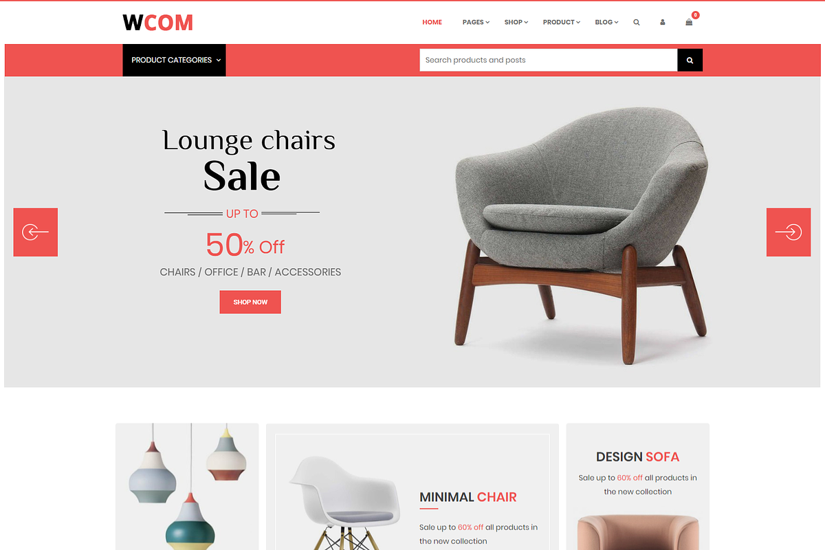 Wcom - Modern Furniture WooCommerce, a WordPress Template by Codeflicks ...