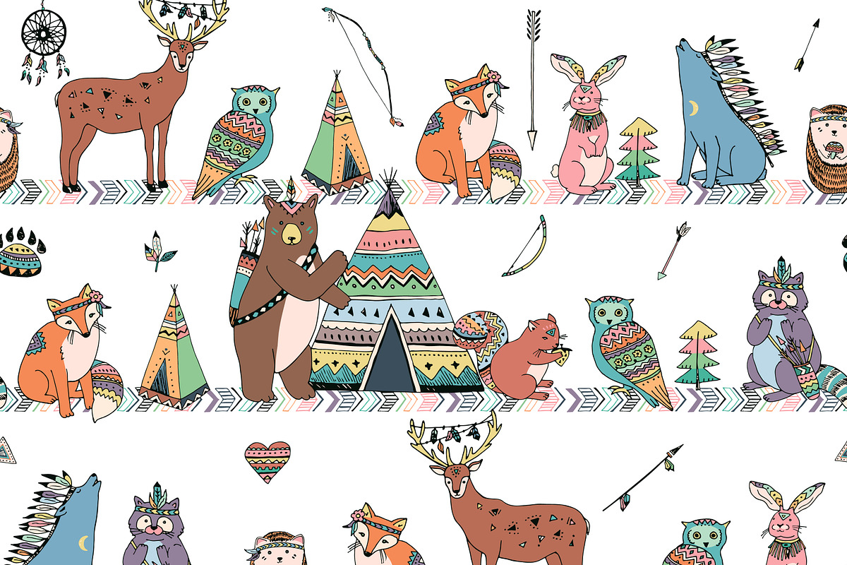 Tribal Animals, a Pattern Graphic by GooseFrol