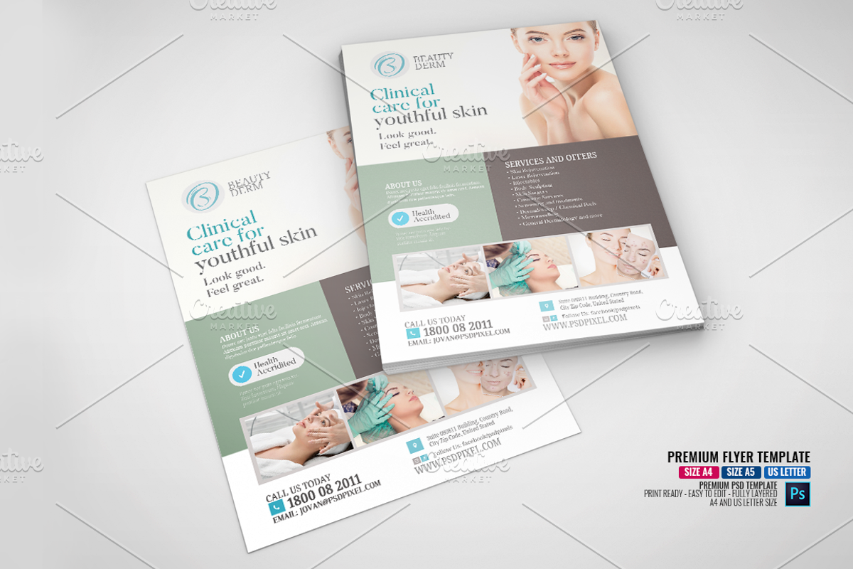 Skin Clinic Promotional Flyer, a Flyer Template by PSDPixel