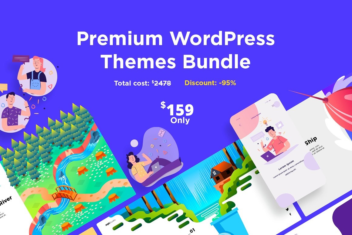 44 Premium WordPress Themes Bundle, a WordPress Template by Visualmodo | Creative Market