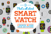 Awesome SmartWatch Mockup/Icons Set, an Object Graphic by Ckybe's ...