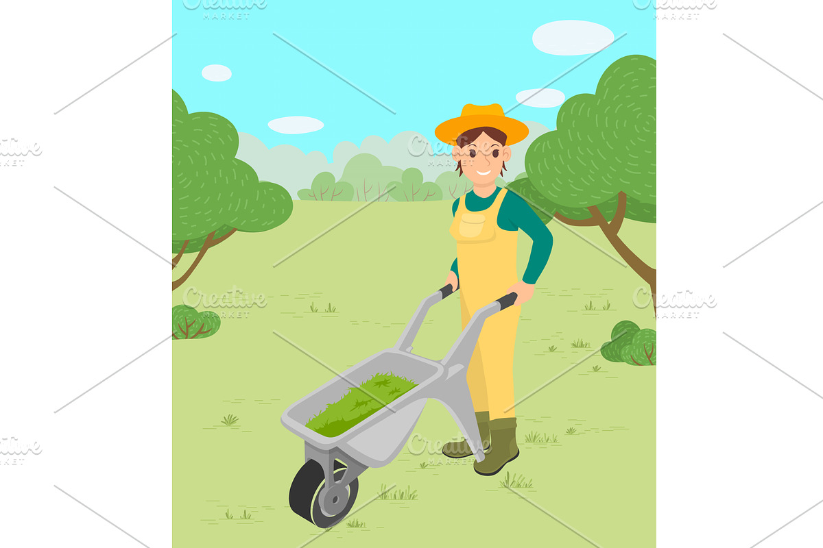 Farmer with Trolley Agriculture and, a Person Illustration by robuart ...