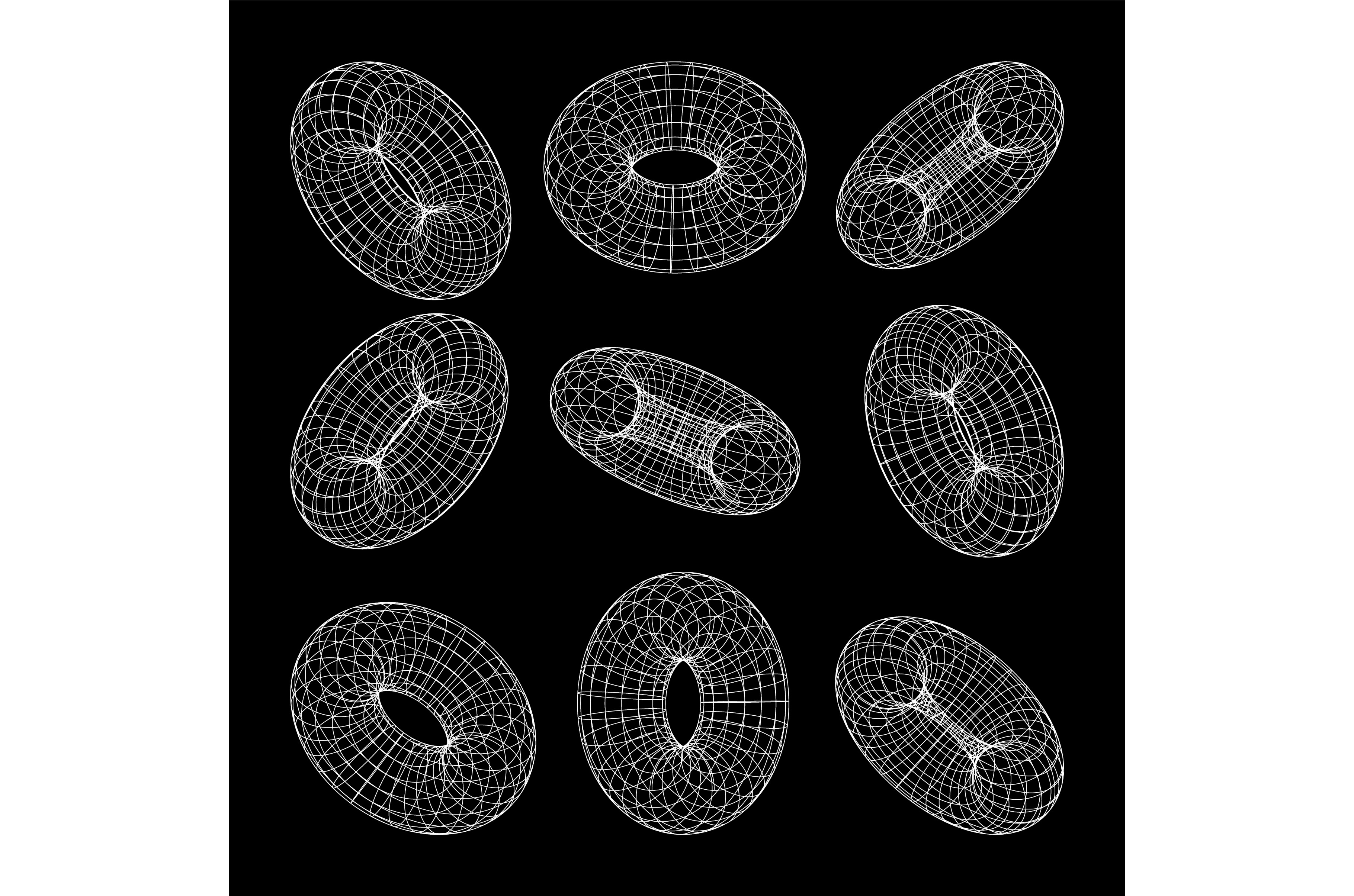 Wireframe shapes, lined torus, an Object Illustration by 32pixels