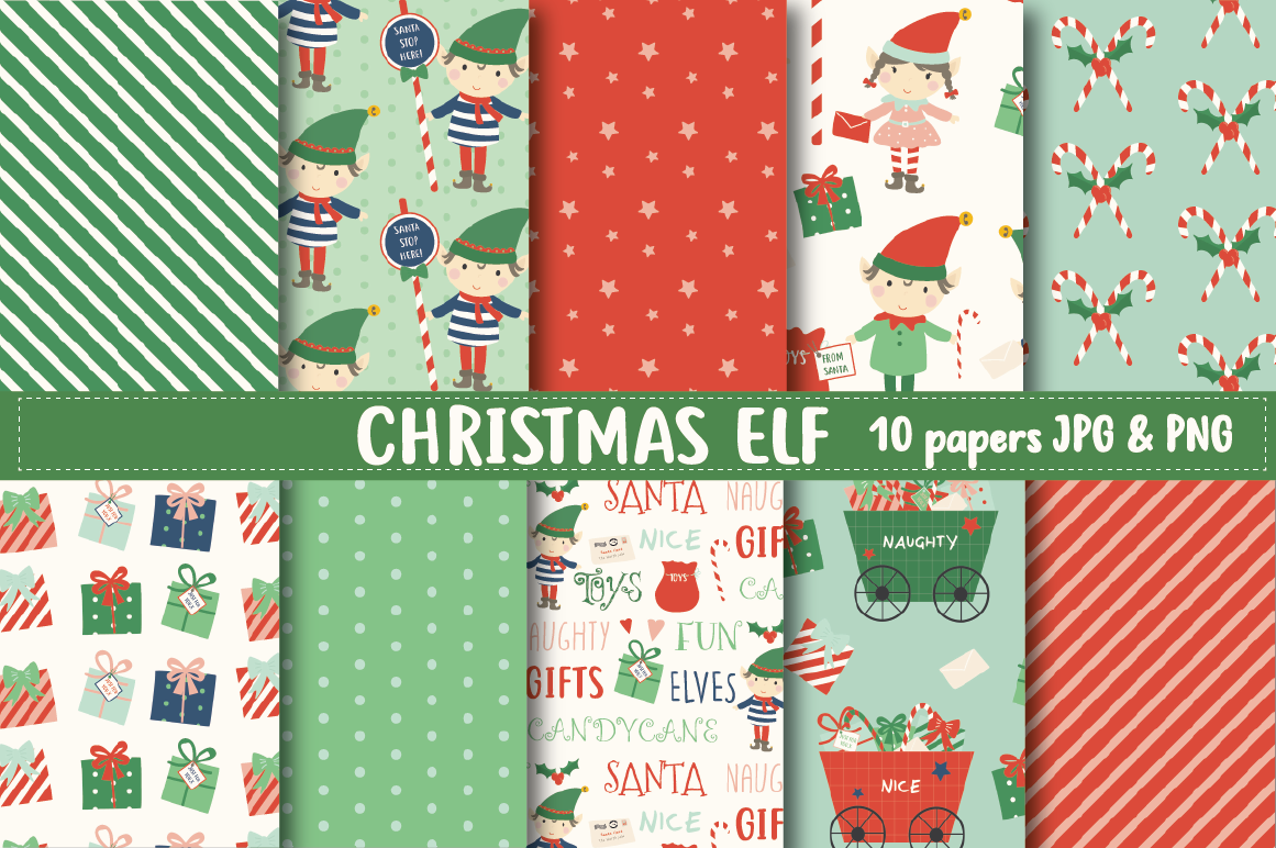 Christmas elf paper, a Pattern Graphic by Poppymoondesign | Creative Market