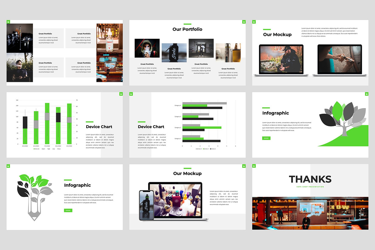 Shigan - Vape Shop PowerPoint, a Presentation Template by StringLabs
