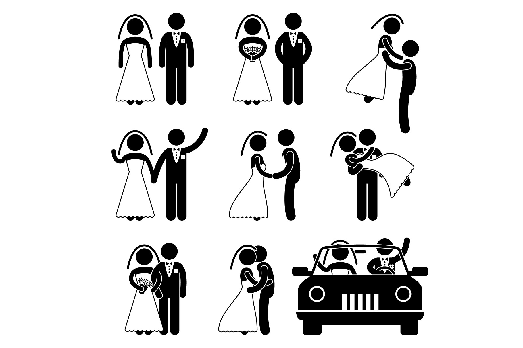 Wedding Marriage Married Bride Groom, an Icon by Leremy Stick Figures