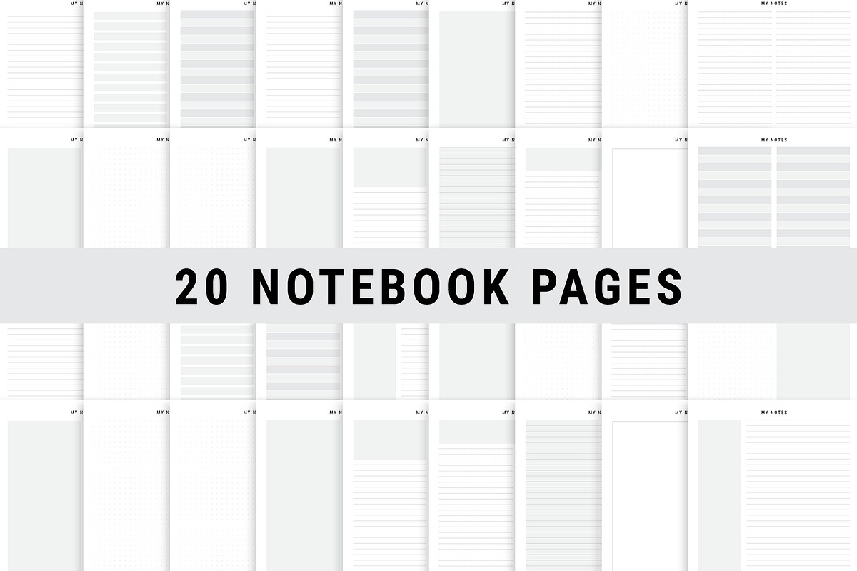 Digital Notes Template Bundle Pack, a Stationery Template by MNT-Creator