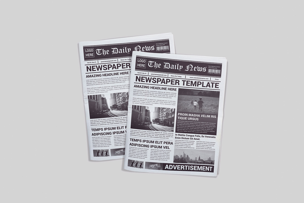 One Page Newspaper Template, a Stationery Template by Ultimate Template ...