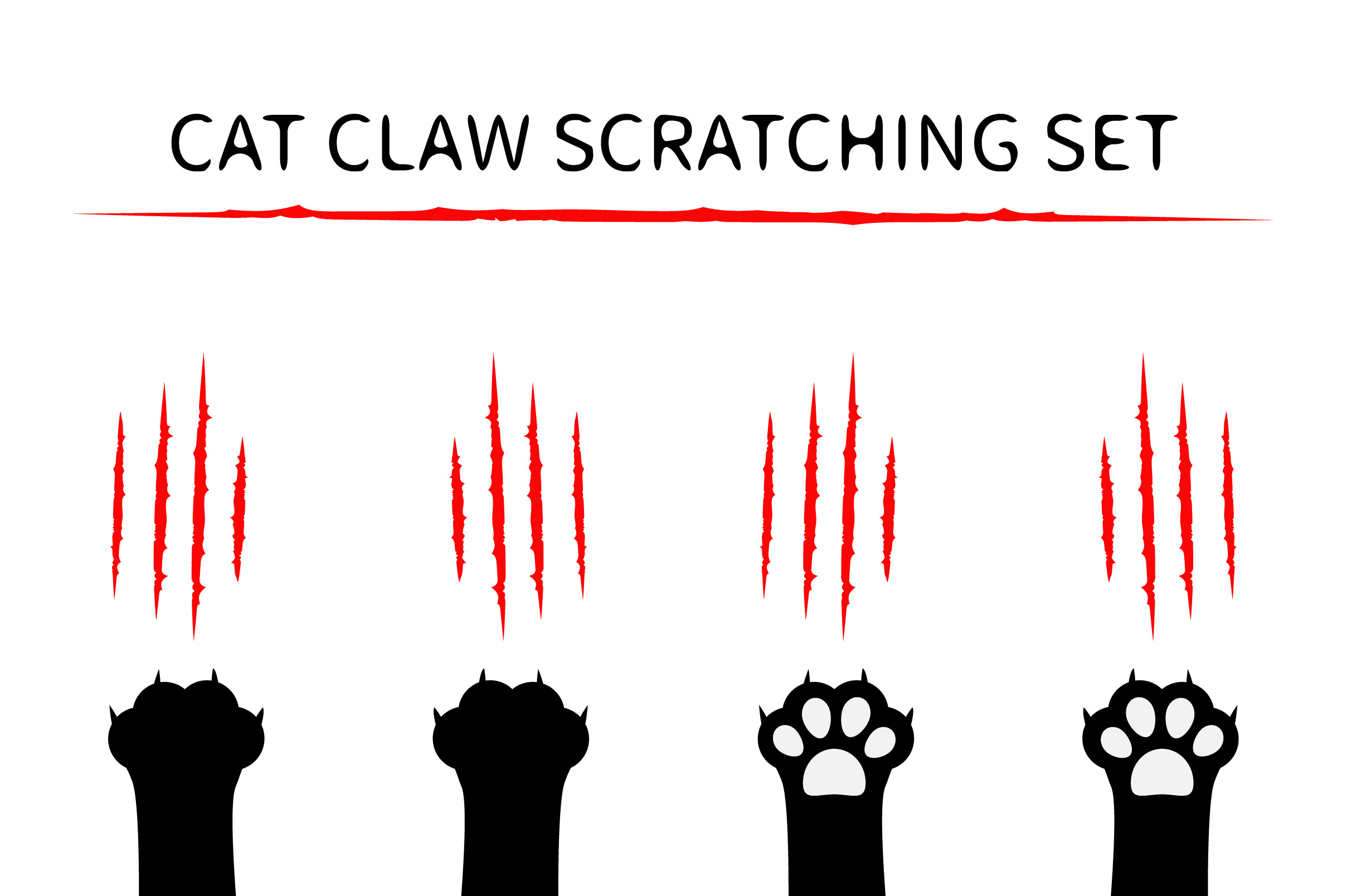 Cat claw scratching set, an Animal Illustration by Worldofvector ...